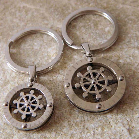 Wire N Whimsy: Stainless Steel Rudder Ship Wheel Keychains